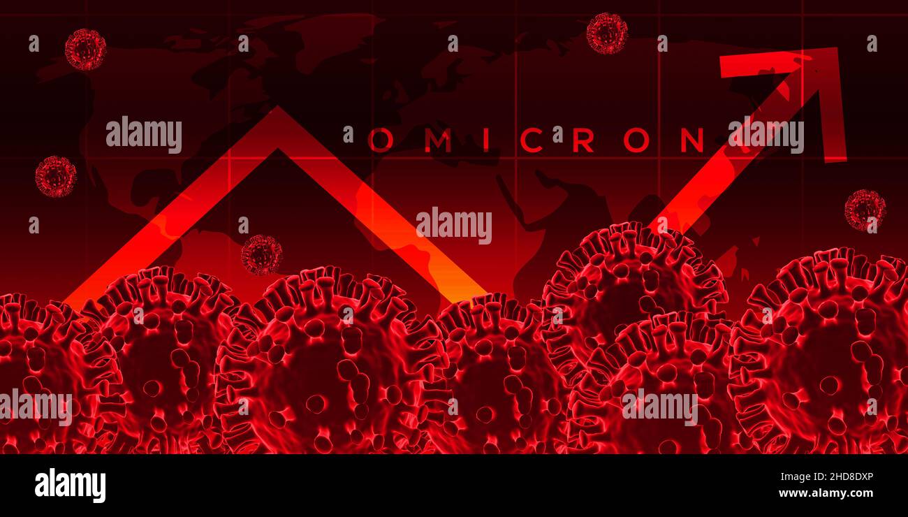 Omicron Virus Spreading Concept Abstract Background with Coronavirus ...