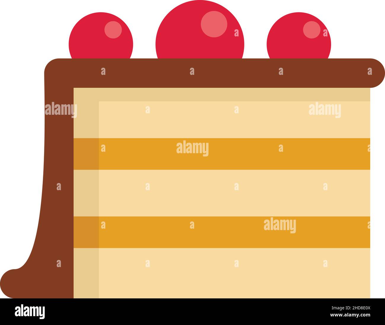 Red fruit cake piece icon. Flat illustration of red fruit cake piece ...