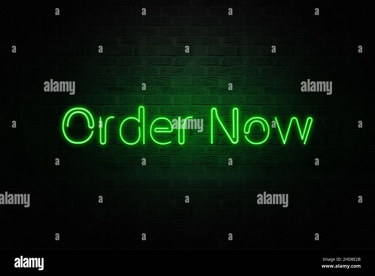 Order Now Neon Lights Abstract Background Written on Dark Wall. Modern ...