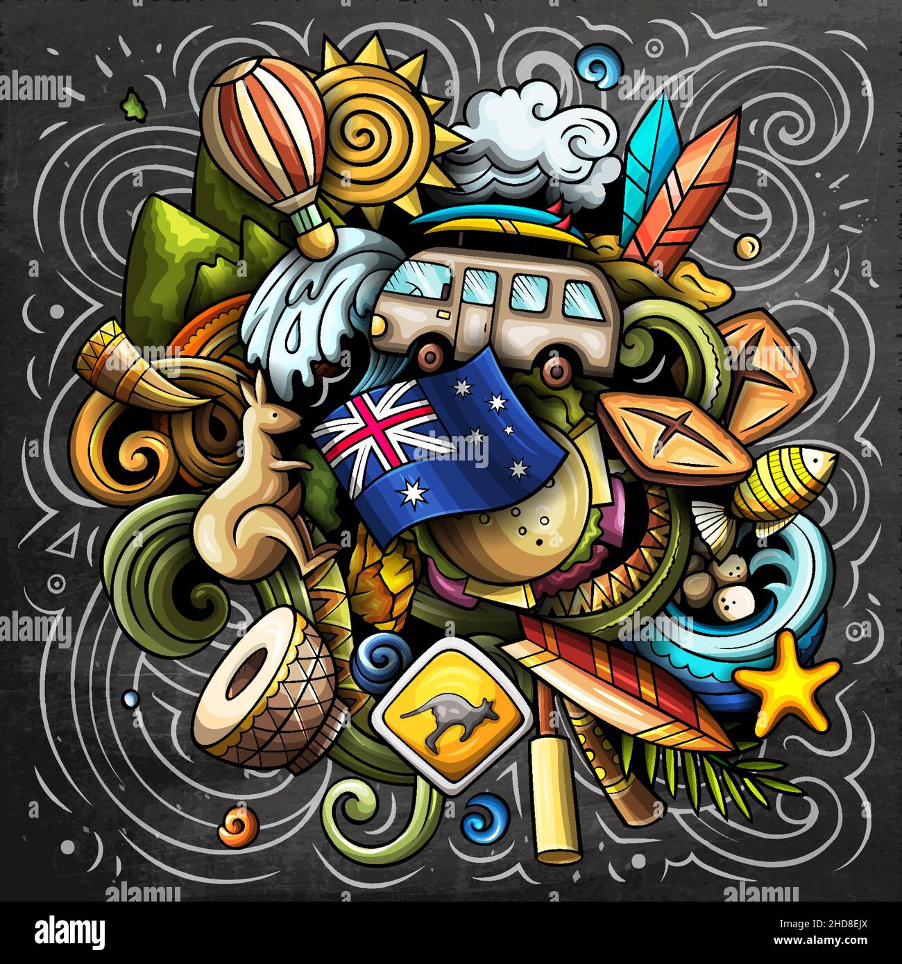 Australia cartoon vector doodle chalkboard illustration Stock Vector ...