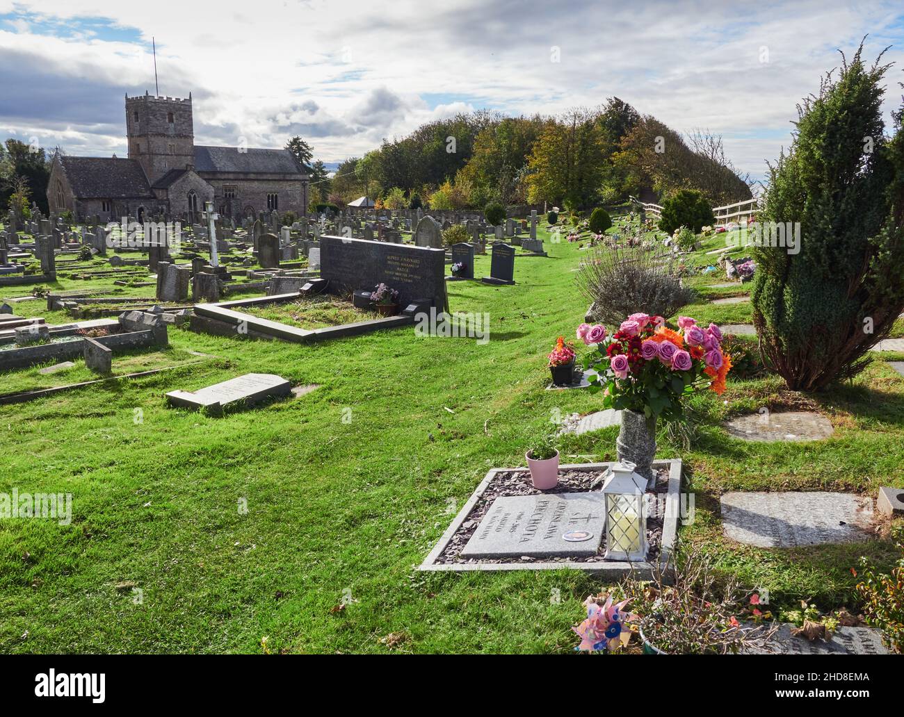 St Andrews church and its clifftop graveyard at Clevedon Pill on the ...