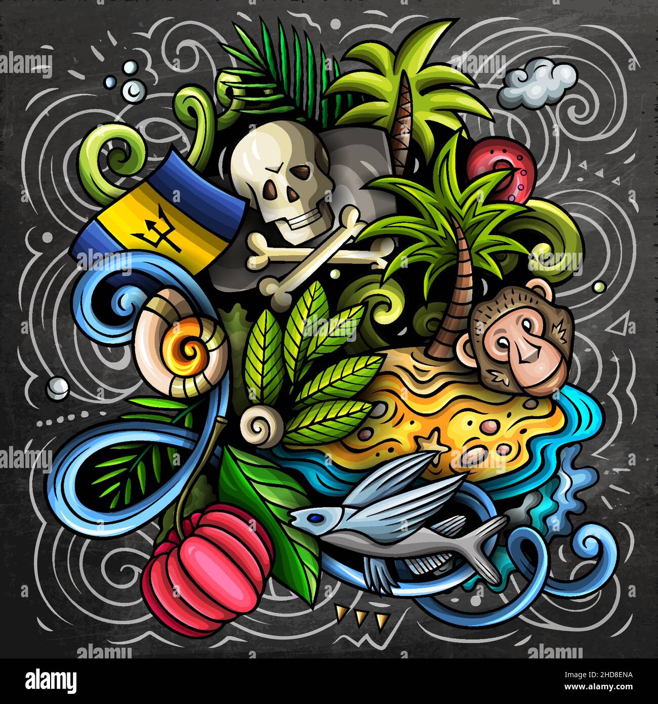 Barbados cartoon vector doodle chalkboard illustration Stock Vector ...