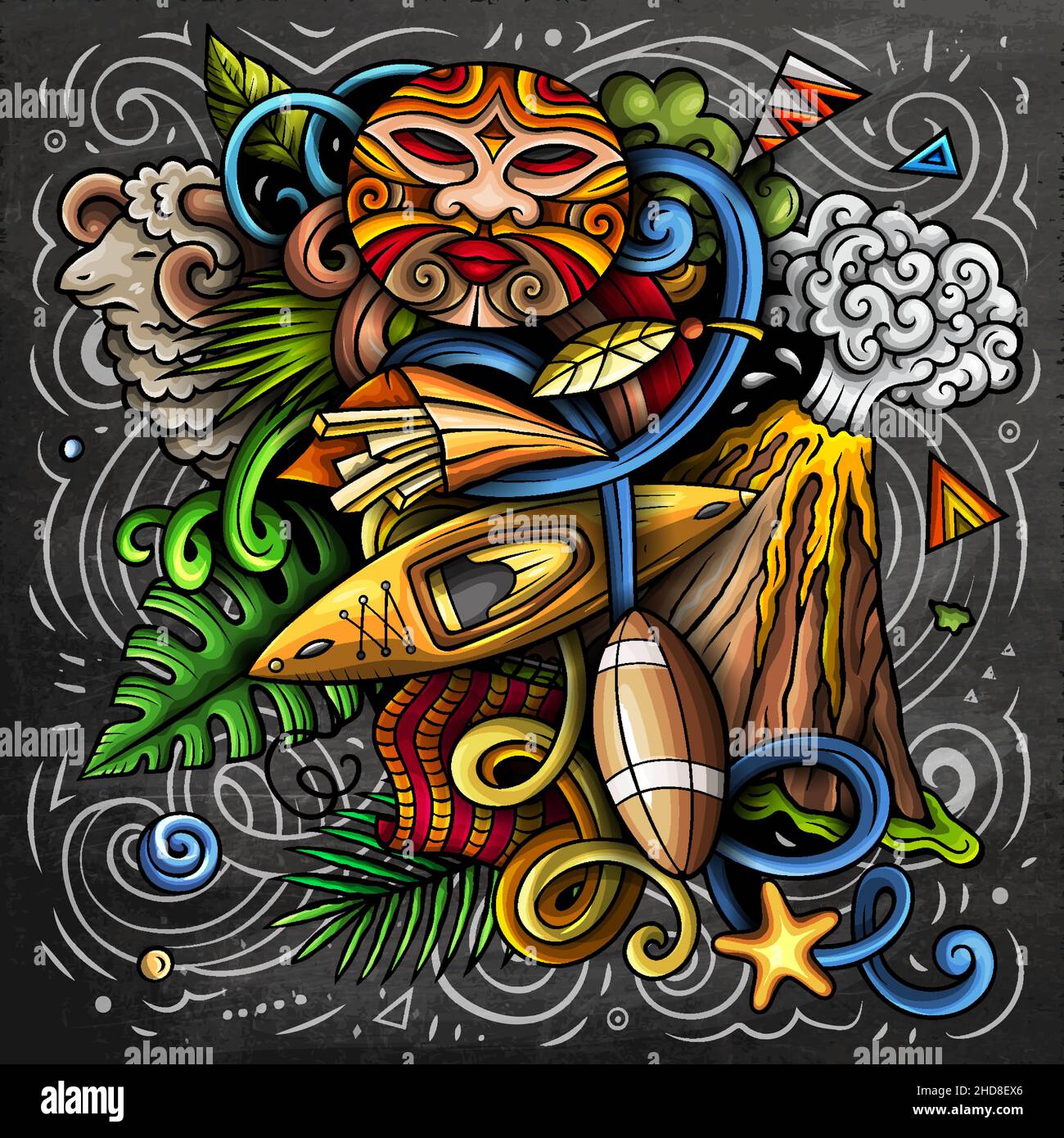 New Zealand cartoon vector doodle chalkboard illustration Stock Vector ...