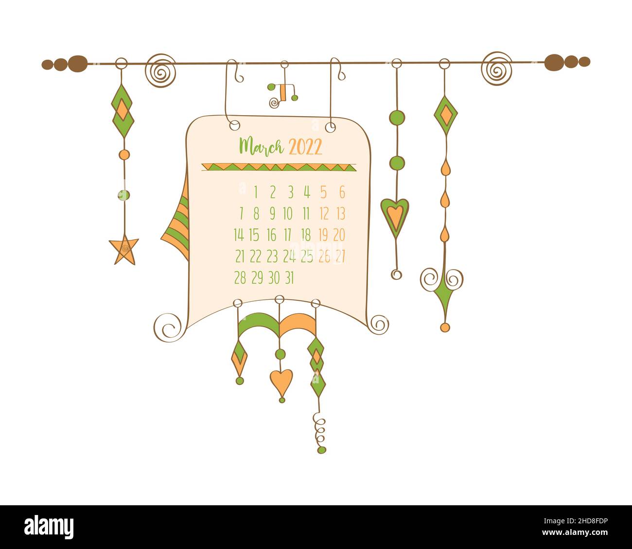 March 2022 calendar zen dangles, zenspiration, hand drawing doodling ...