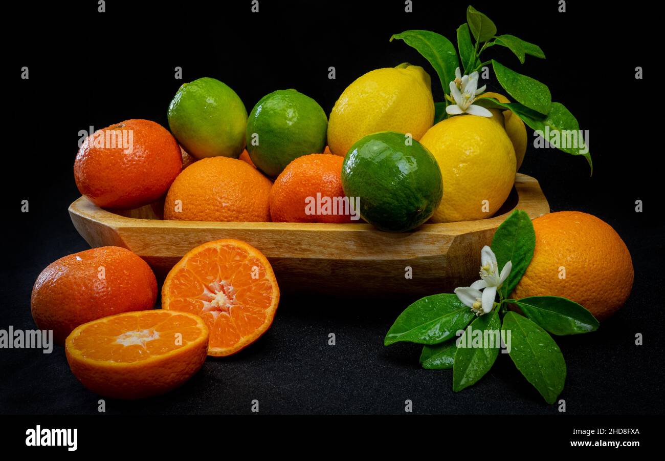 Top view flat lay summer tropical fruits hi-res stock photography and ...