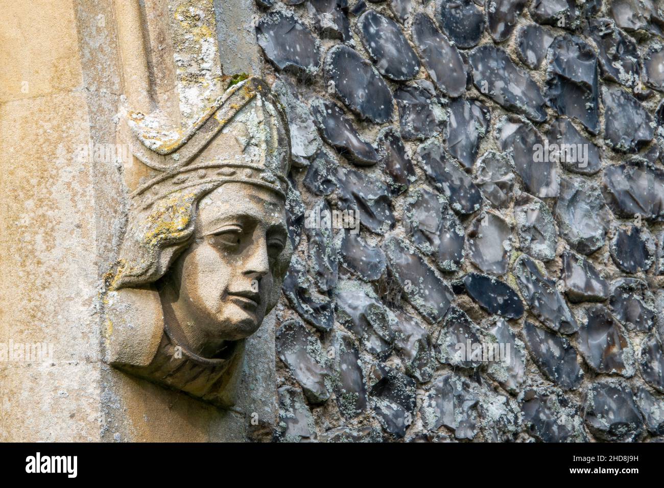 A carved bishop's head portrait corbel at St Michael and All Angels ...