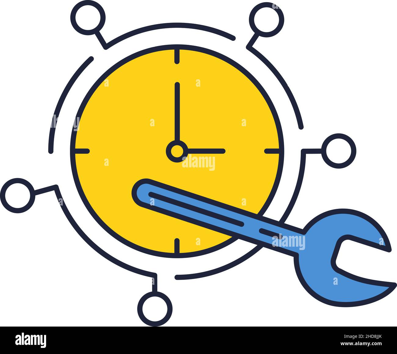 Time managing icon clock with wrench vector Stock Vector Image & Art ...