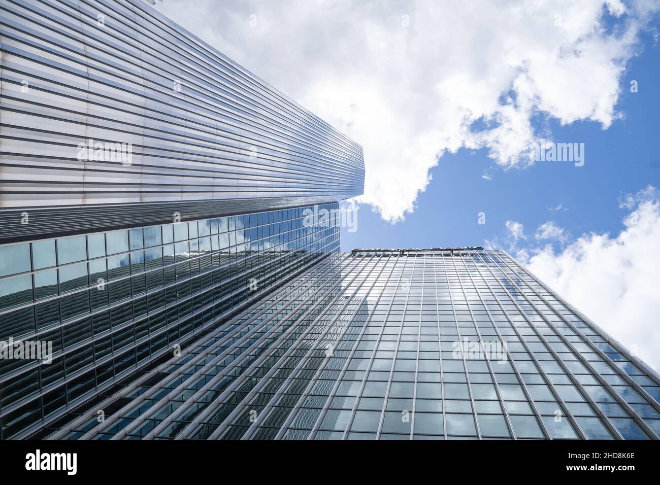 Pittsburgh, Pennsylvania, USA- May 12, 2021: Looking up at tall office ...