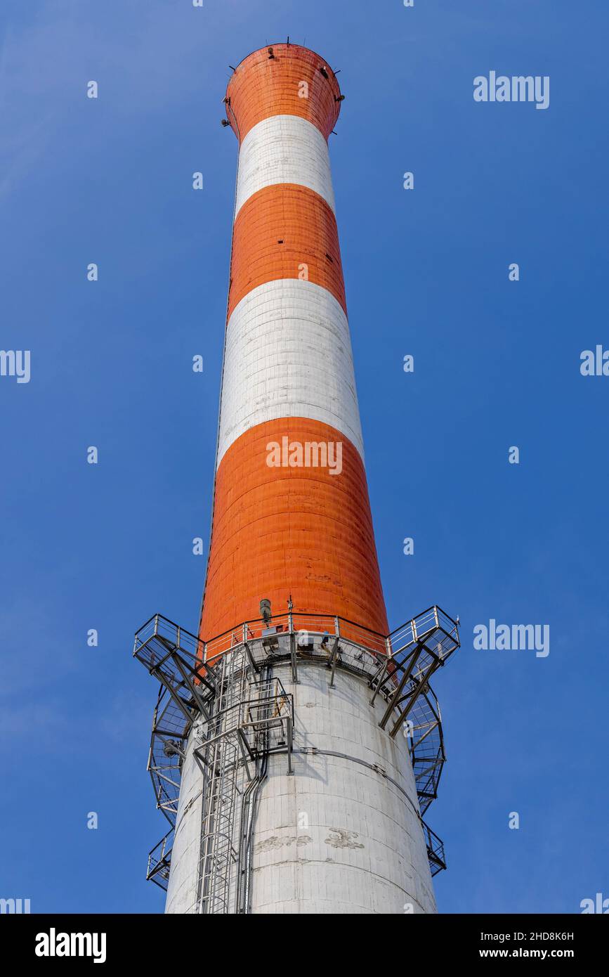 Red and White Tall Chimney Structure at Thermo Plant Stock Photo - Alamy
