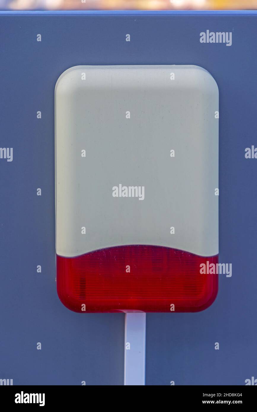 Alarm Siren With Flashing Red Strobe Light Security Box Stock Photo - Alamy