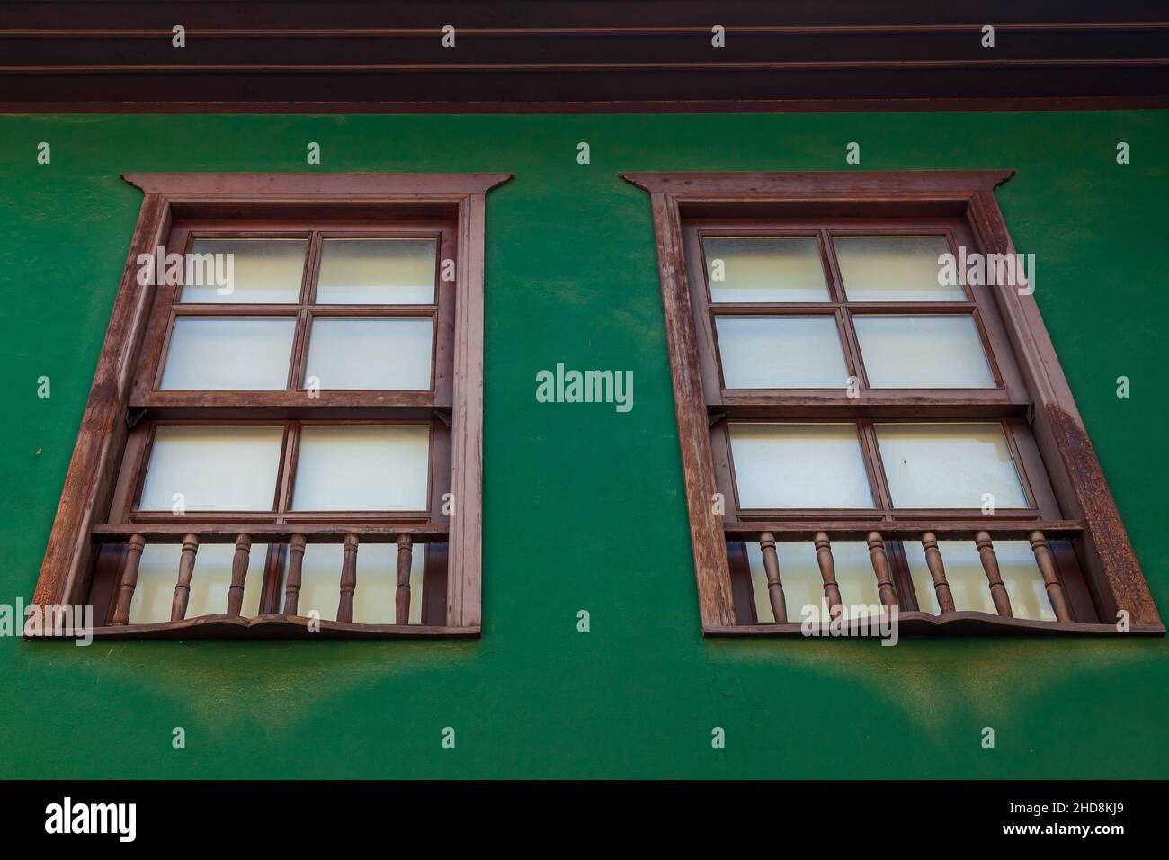 Window of old building close up. Traditional Ottoman style wooden ...