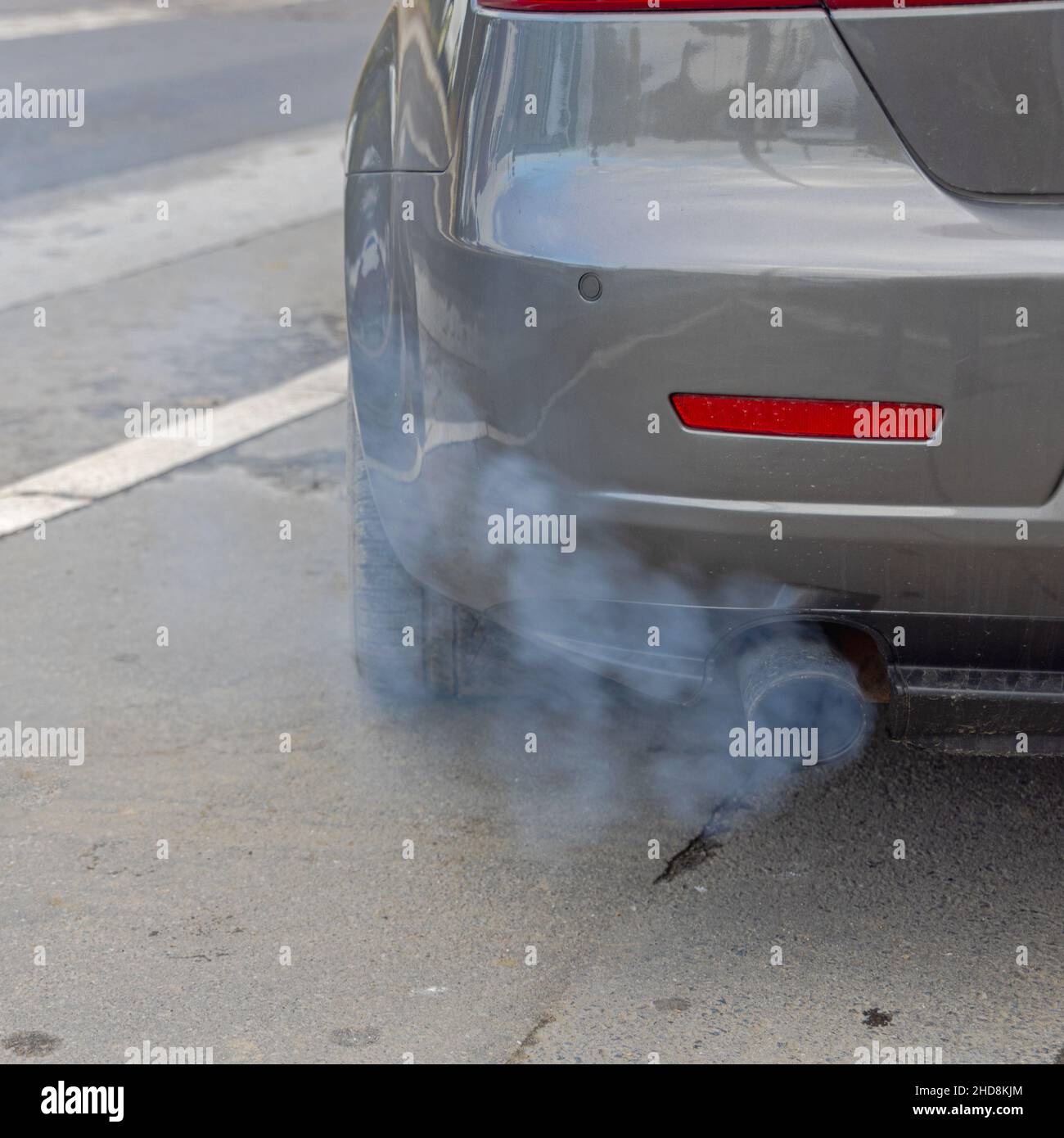 Broken Car Engine Without Catalytic Exhaust Fumes Air Pollution Smoke ...