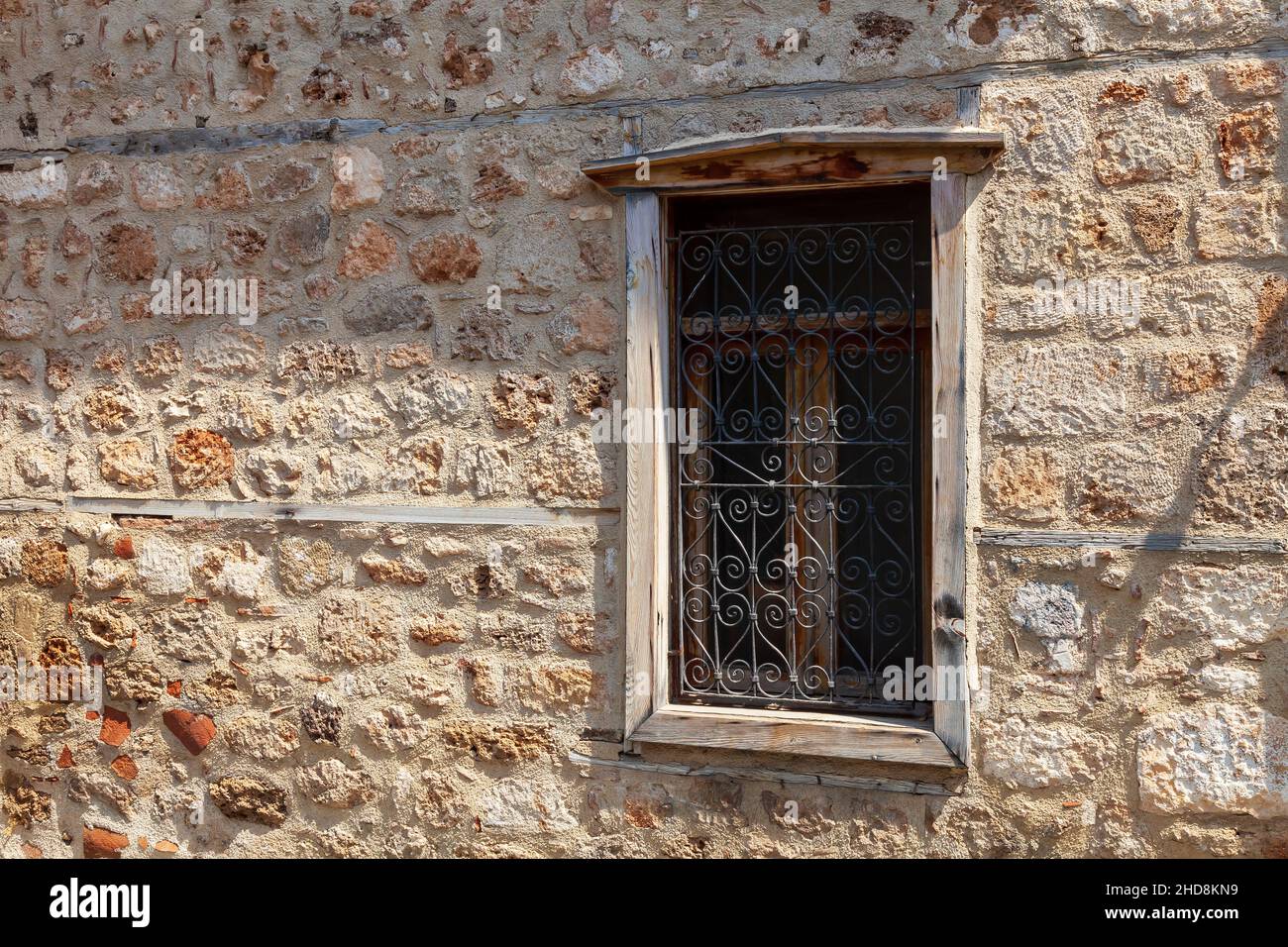 Window of old building close up. Traditional Ottoman style wooden ...