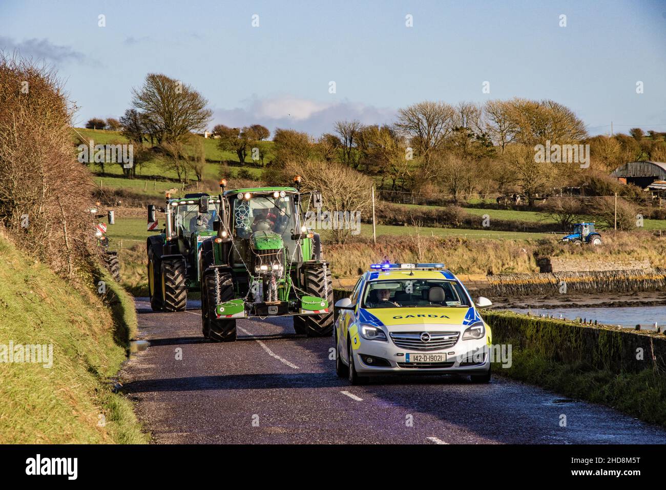 Kilbrittain Tractor Run December 2021. Garda John McCarthy leads a ...