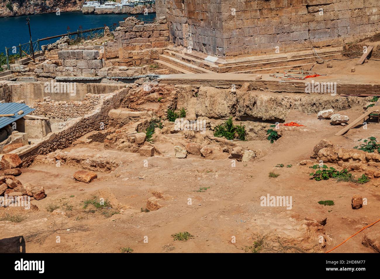 Ruins of an ancient building in Turkey, Ancient stones of the excavated ...