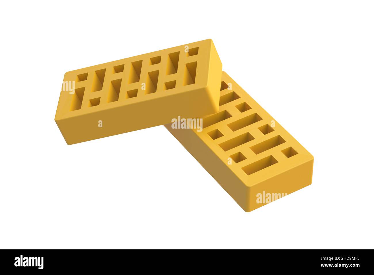 Perforated clay bricks isolated on white background. 3d render Stock ...