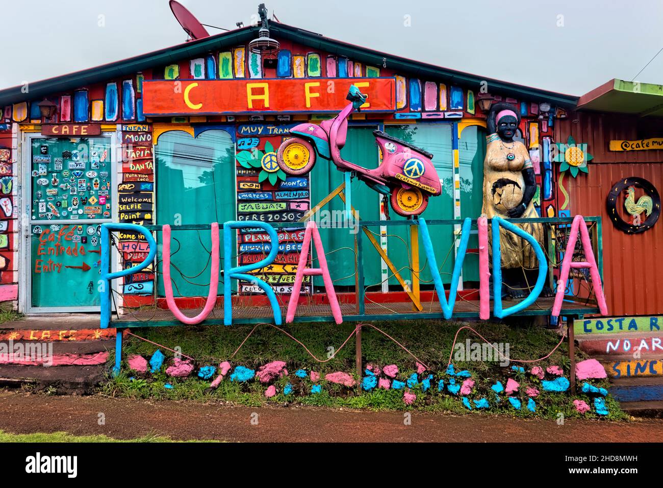 Cafe Pura Vida by the roadside, Poas, San Ignacio, Costa Rica Stock ...