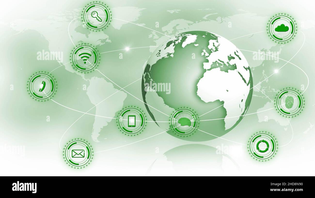 Global information technology concept - connected graphic elements ...