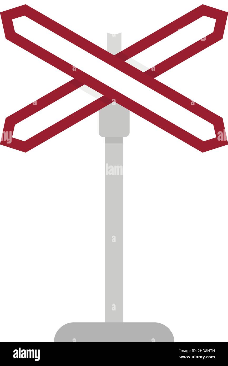 Railroad crossing icon. Flat illustration of Railroad crossing vector ...