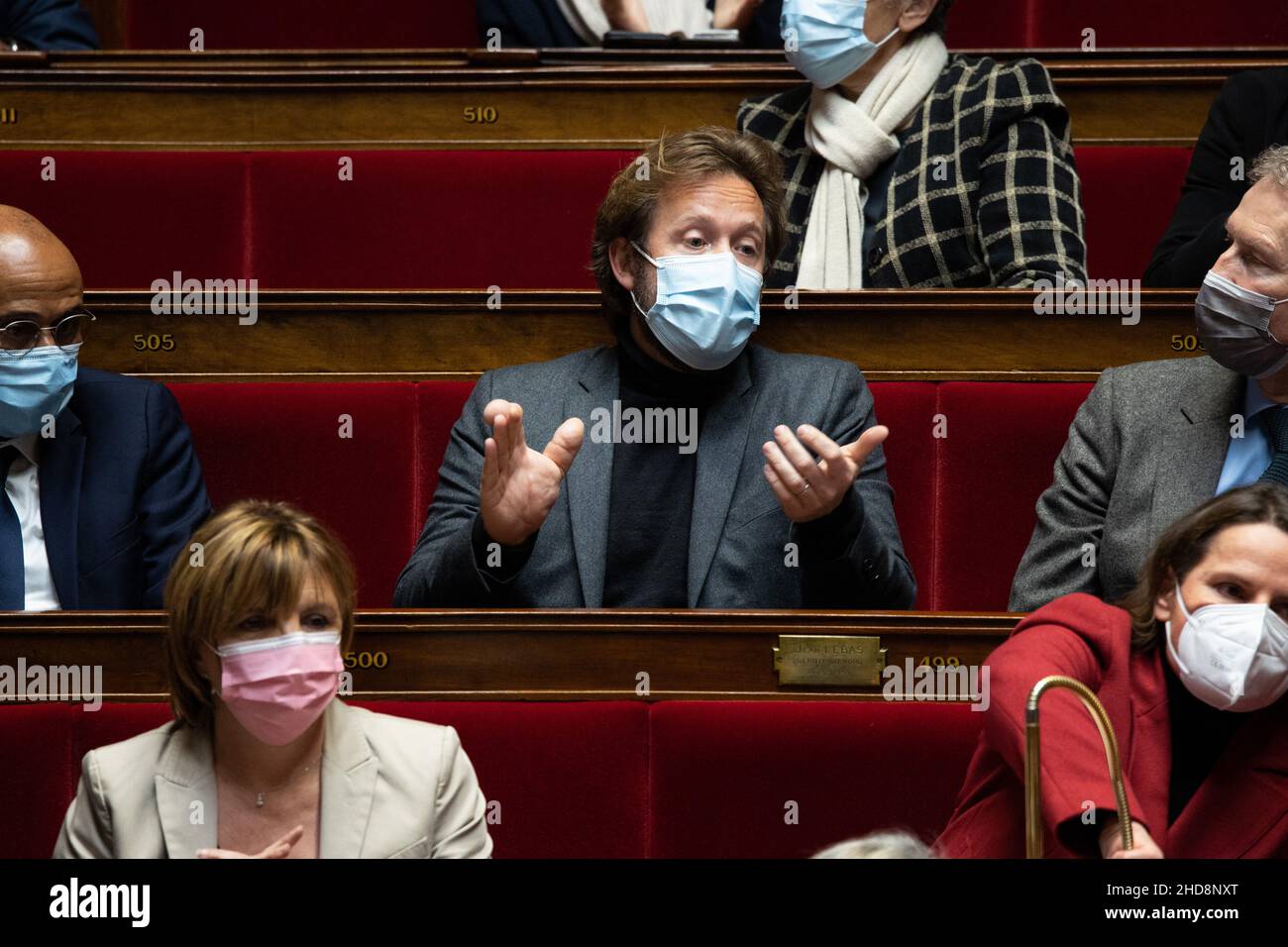 French deputy Boris Vallaud during a session of questions to the ...