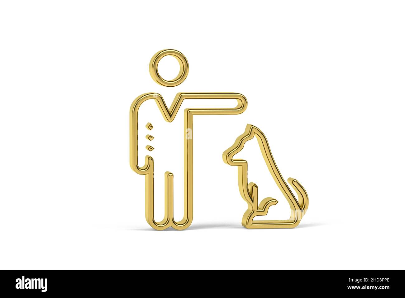 Golden 3d dog trainer icon isolated on white background - 3d render ...