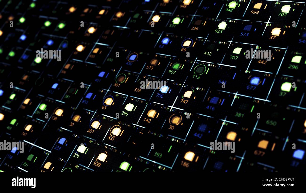 An innovative technology of 3d square CPU processor placed against ...