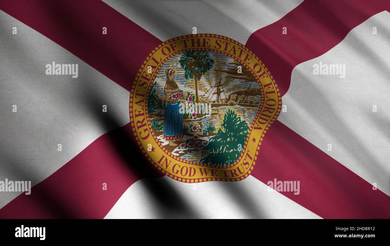 Florida realistic flag texture with ripples, United States of America ...