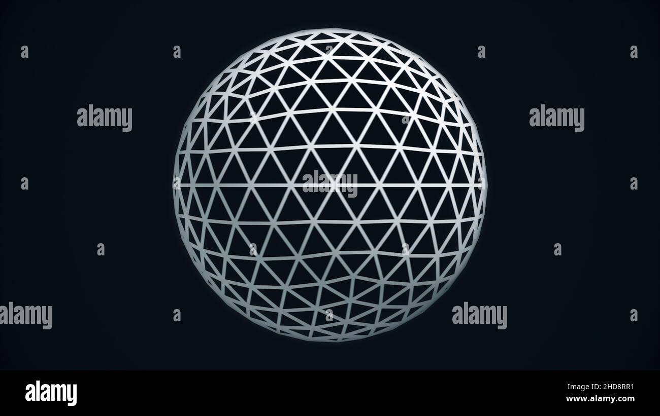 Animated rotating abstract white sphere constructed with glowing points ...