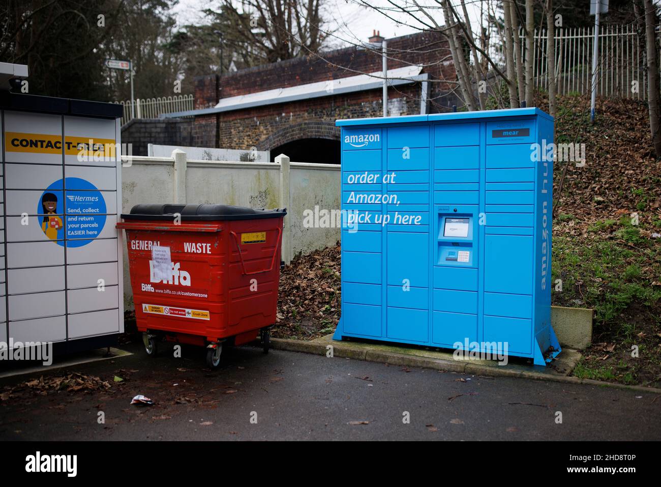 Amazon locker at Kenley Station Stock Photo - Alamy