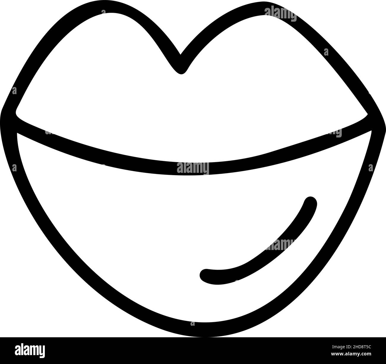 Monoline Hand Draw lips. Beauty Ink Women lip in Sketch Art Style, Line ...