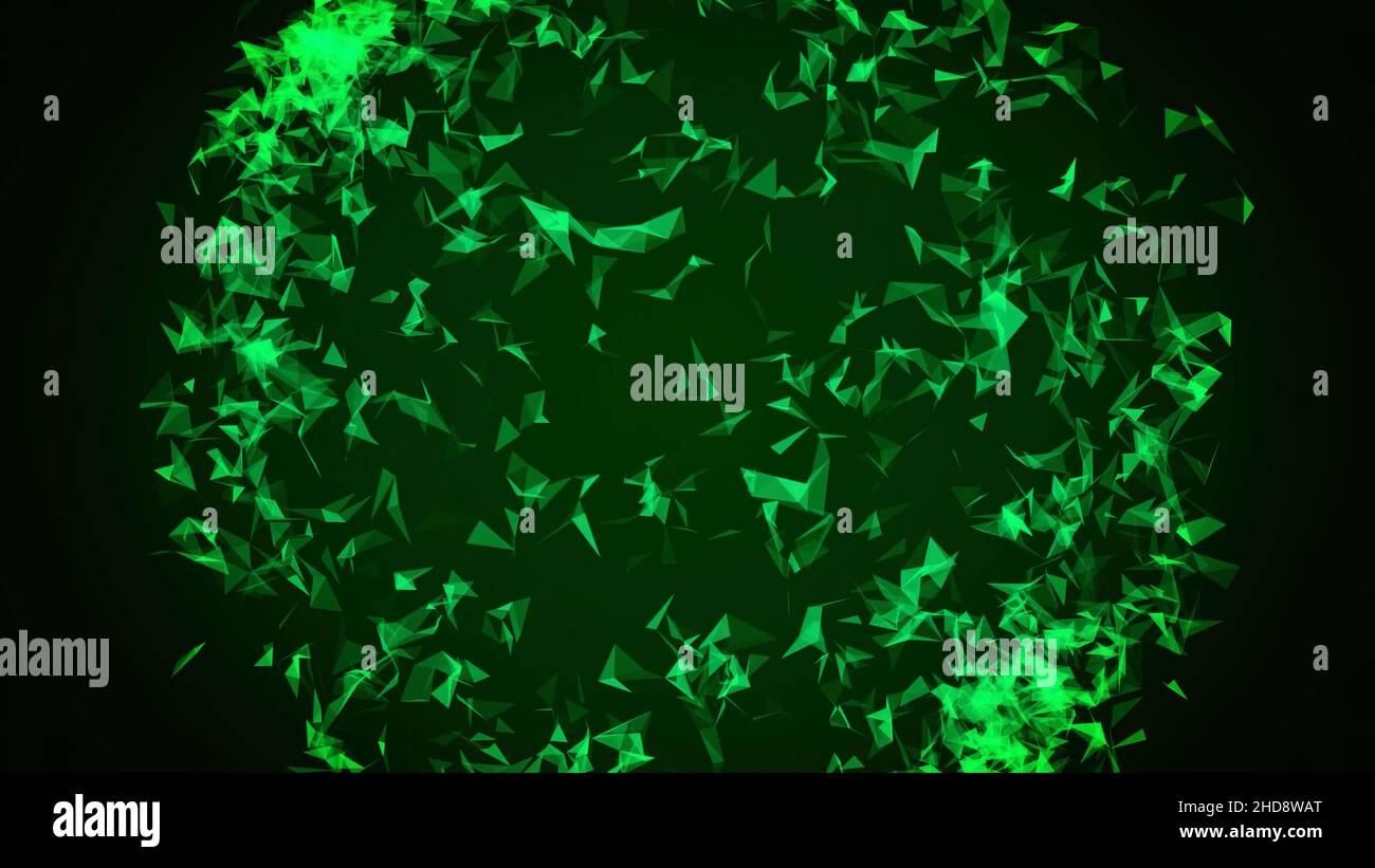 Abstract sphere of moving particles black background. Transforming to ...