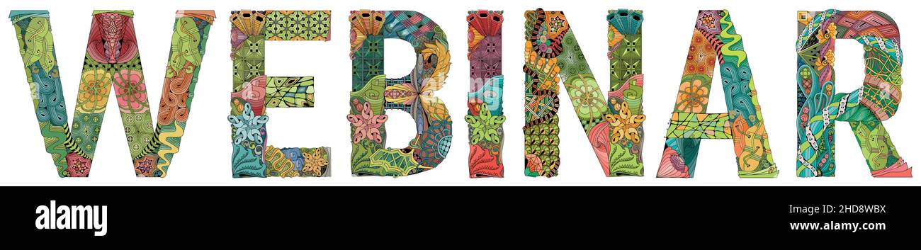 Hand-painted art design. Hand drawn illustration word WEBCAM for t ...