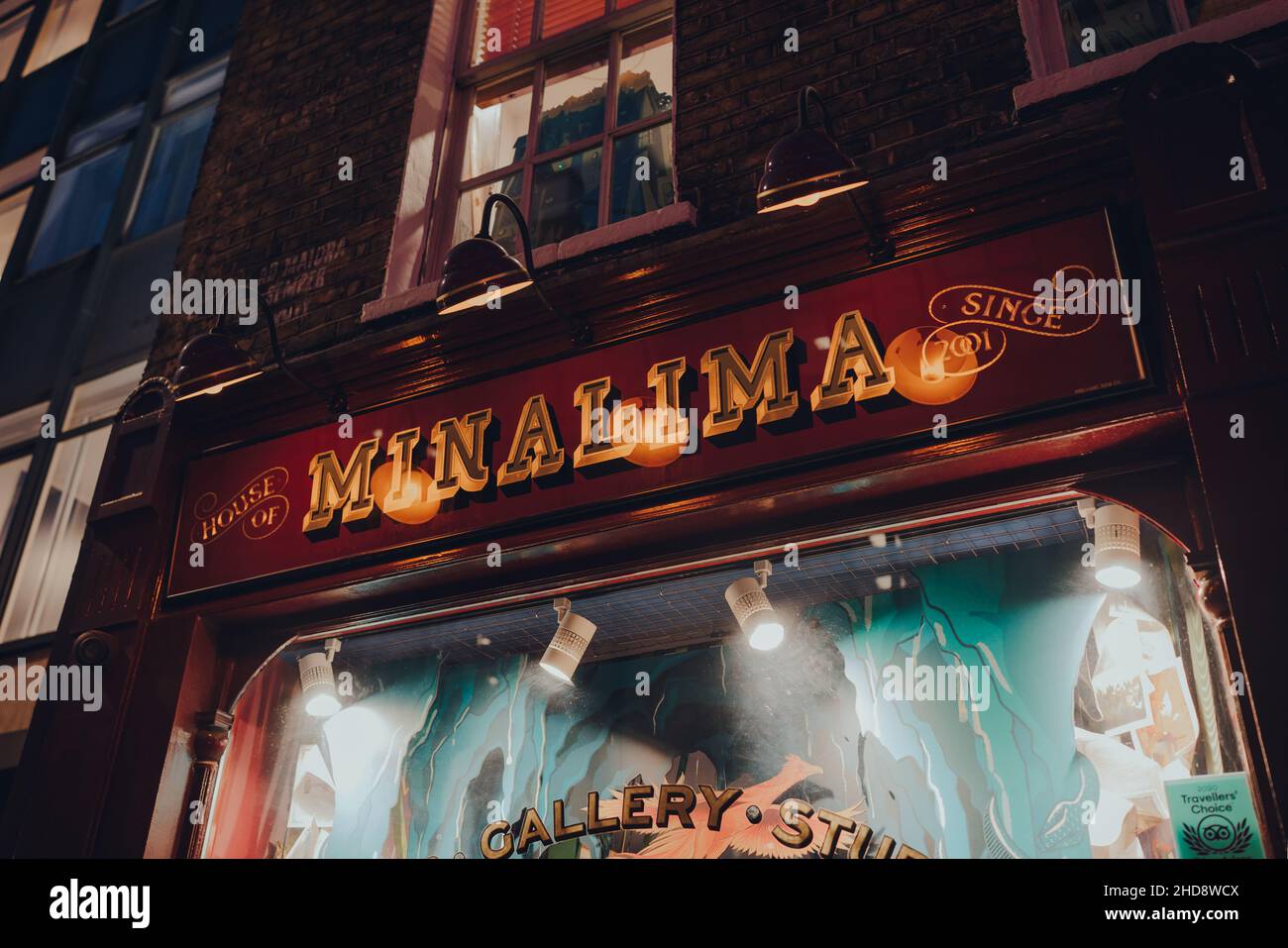 London, UK - November 23, 2021: Name sign on MinaLima, the design ...