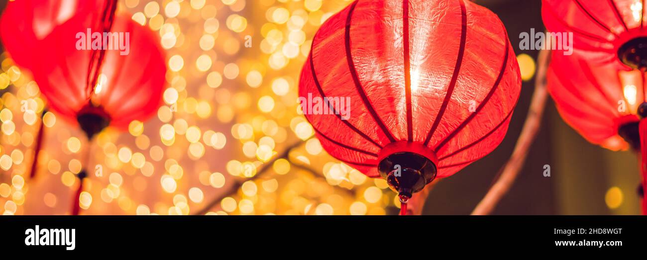 Chinese lanterns during new year festival. Vietnamese New Year BANNER ...