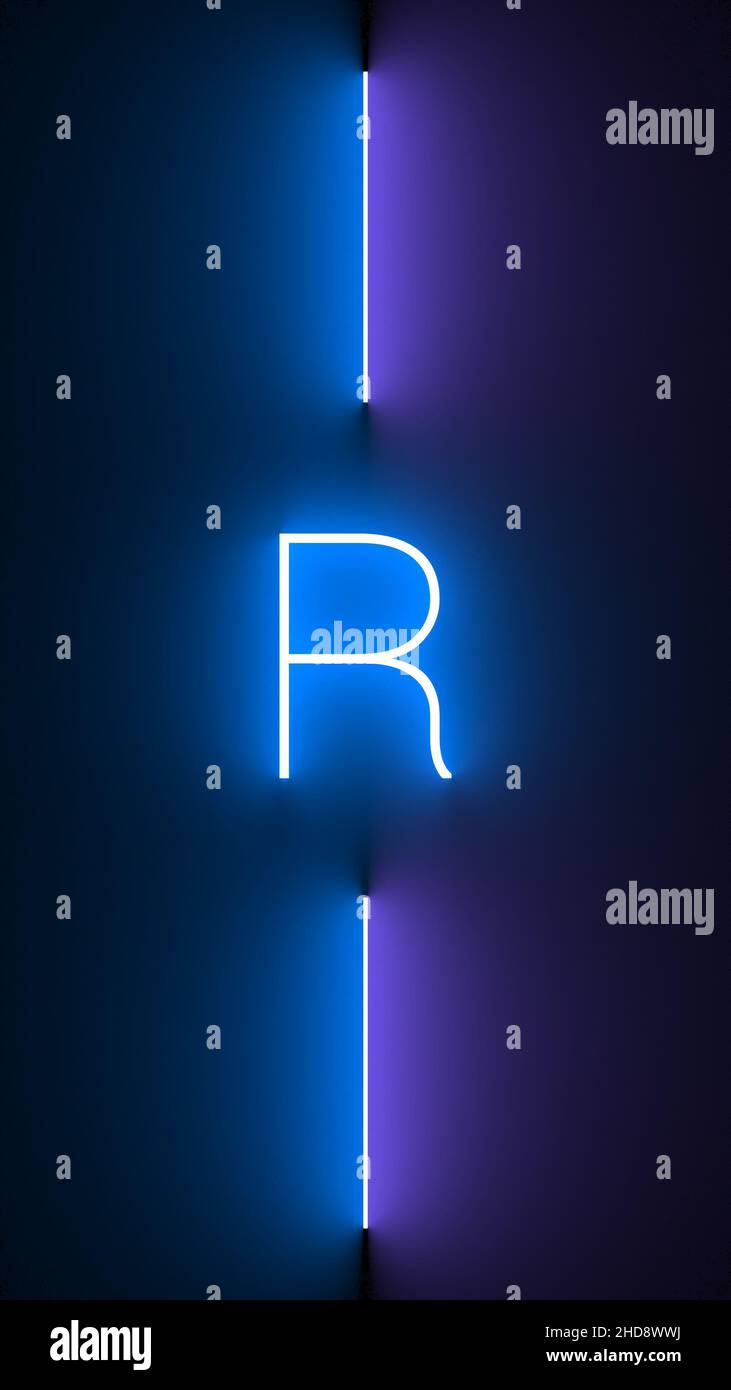 An illustration of a neon letter R isolated on black background Stock ...