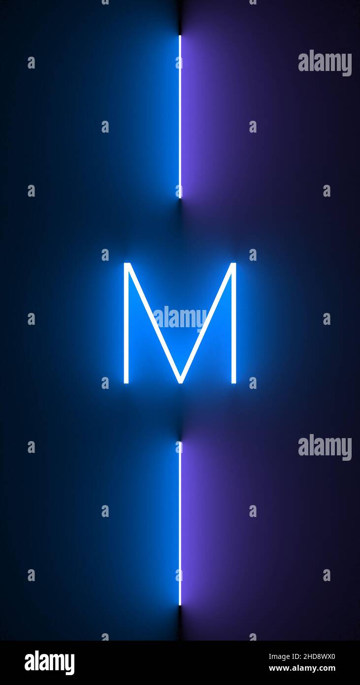 An illustration of a neon letter M isolated on black background Stock ...