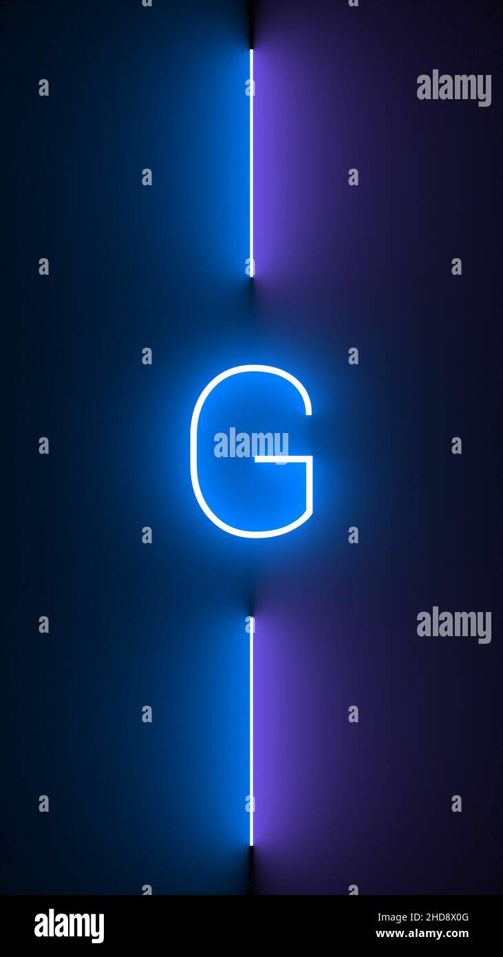 An illustration of a neon letter G isolated on black background Stock ...