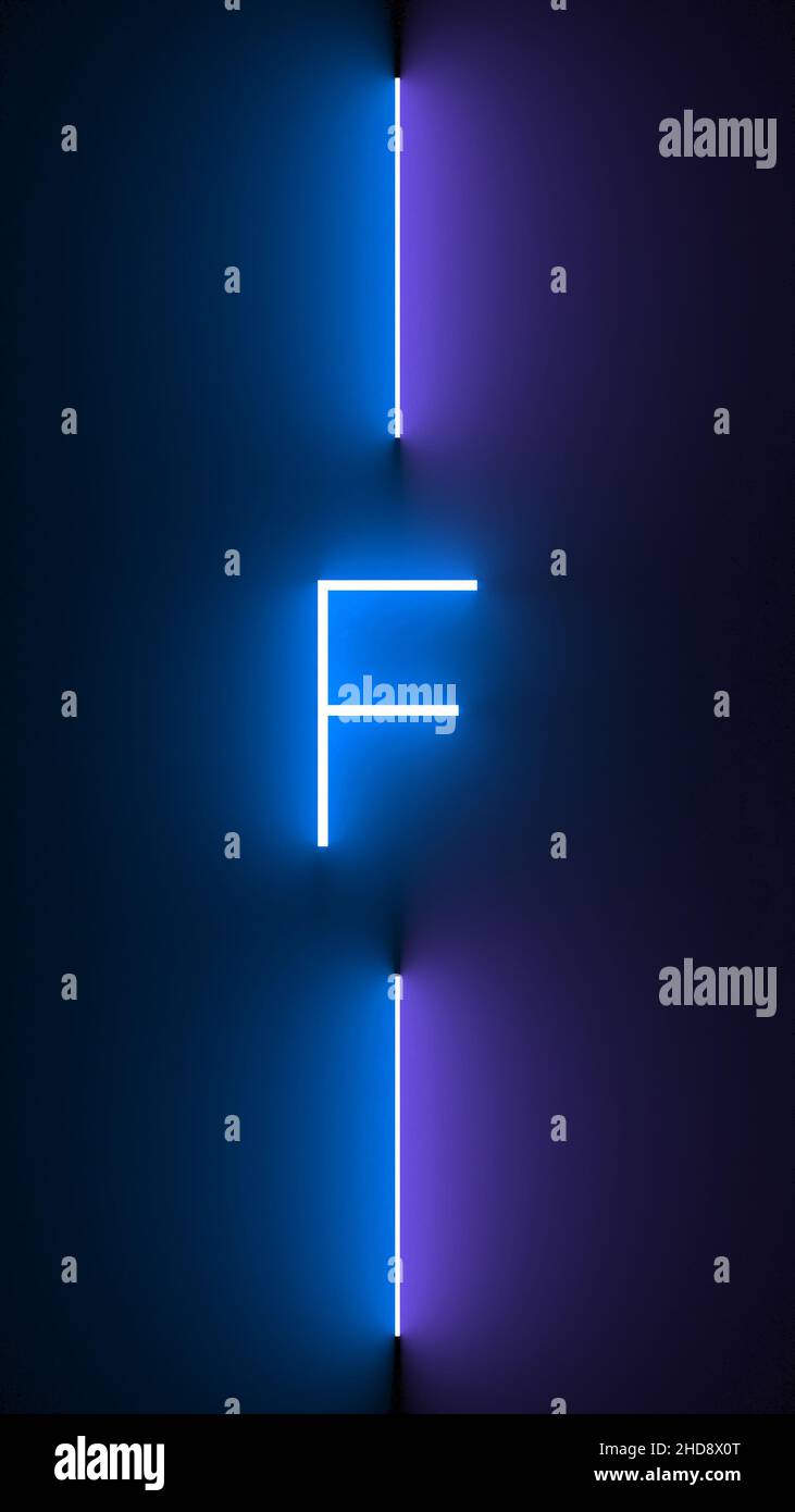 An illustration of a neon letter F isolated on black background Stock ...