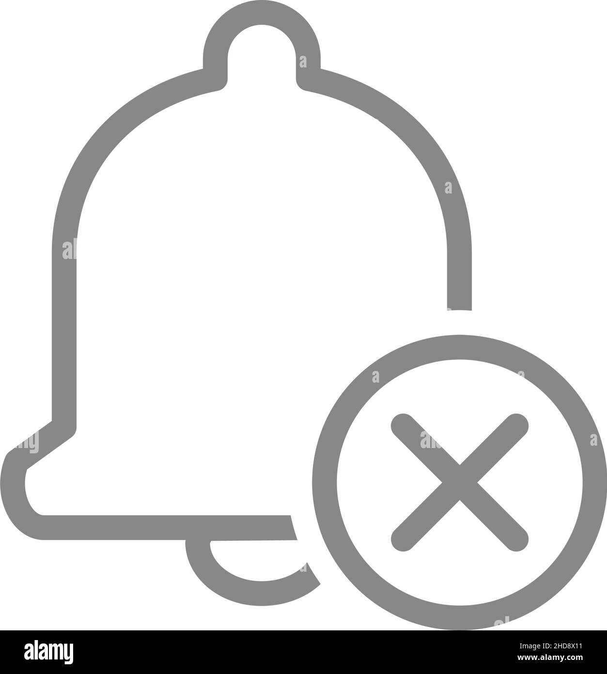 Notification bell with cross mark line icon. Inbox message, message ...