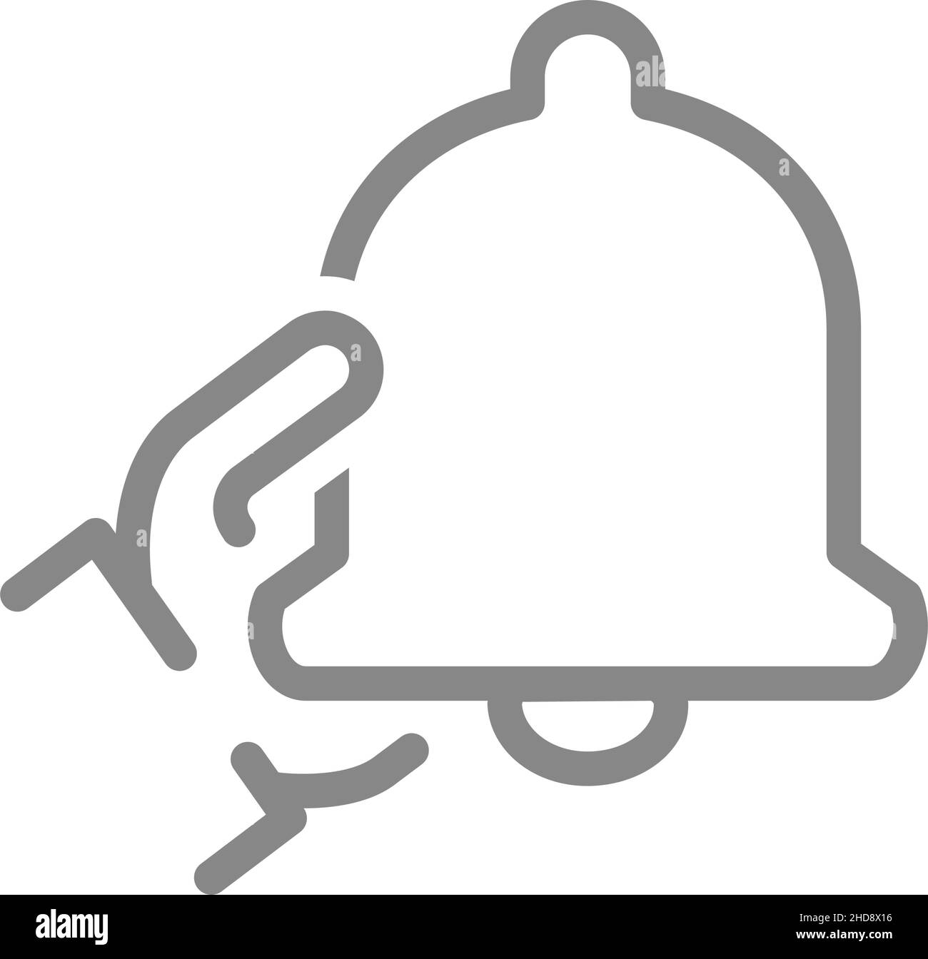 Notification bell and hand line icon. Inbox message, message ...