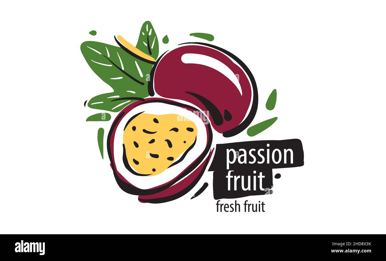 Drawn Vector Passion Fruit On A White Background Stock Vector Image