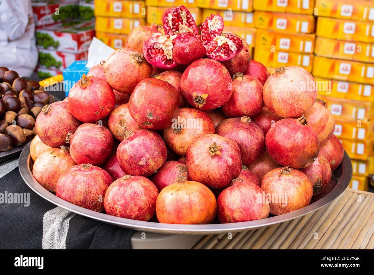 local market Selling fruits and nuts Stock Photo - Alamy