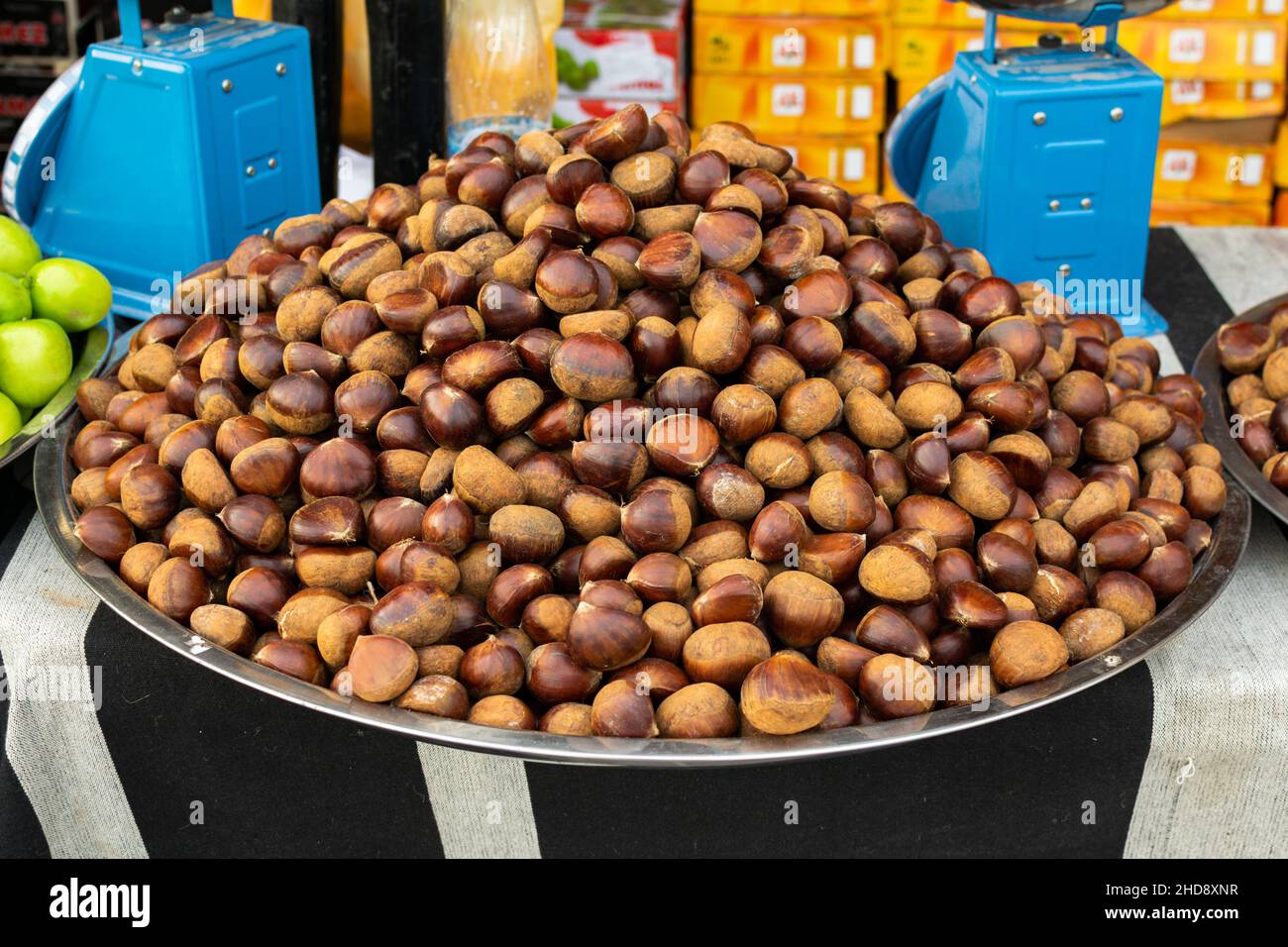 local market selling chestnut Stock Photo - Alamy