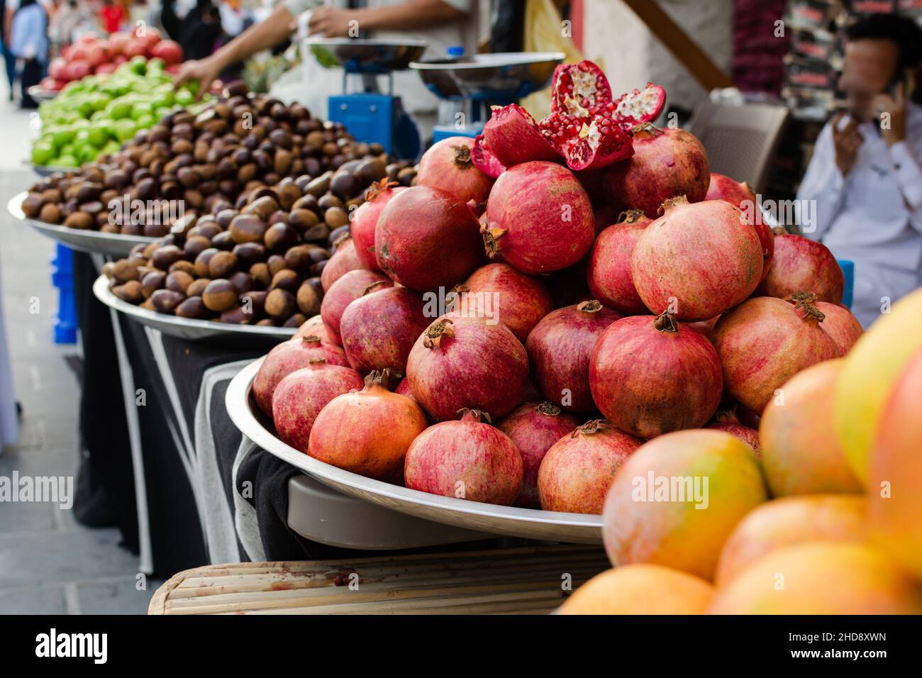 local market Selling fruits and nuts Stock Photo - Alamy