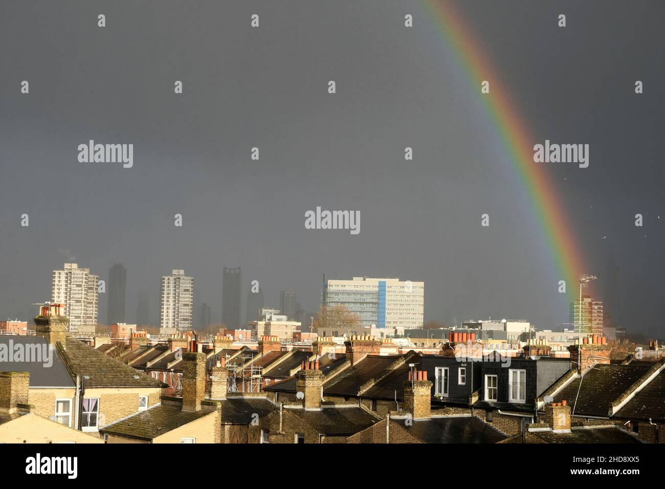 London cityscape with rainbow Stock Photo - Alamy