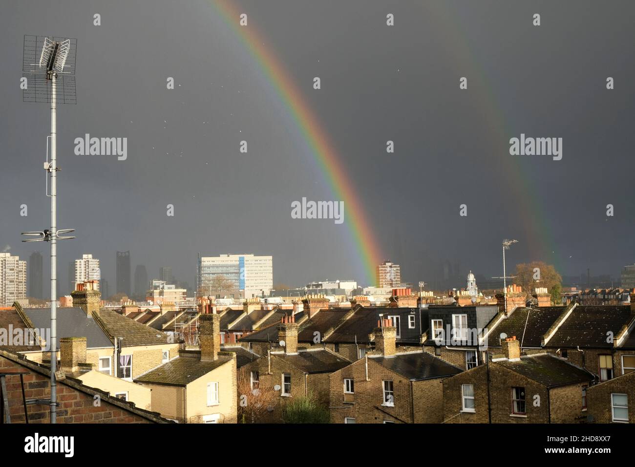 Double rainbow over London Stock Photo - Alamy