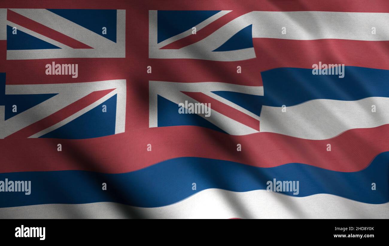 Abstract colorful Hawaii flag fluttering in the wind, seamless loop ...