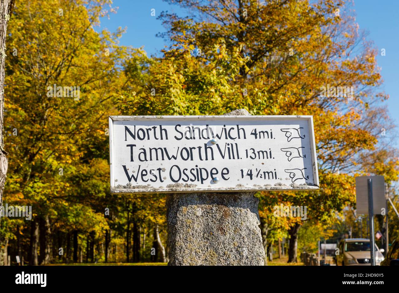 Direction sign to local villages in Center Sandwich, a village in New ...