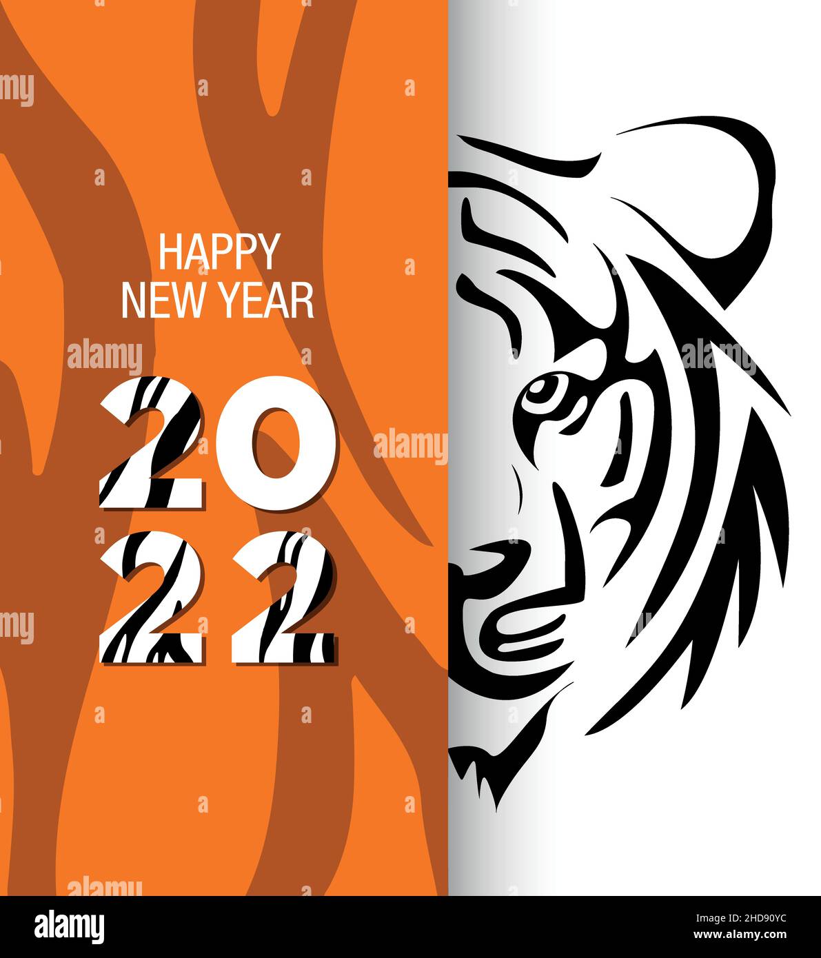 Happy Chinese New Year 2022. Orange background greeting card with tiger ... Happy Chinese New Year 2022. Orange background greeting card with tiger ...