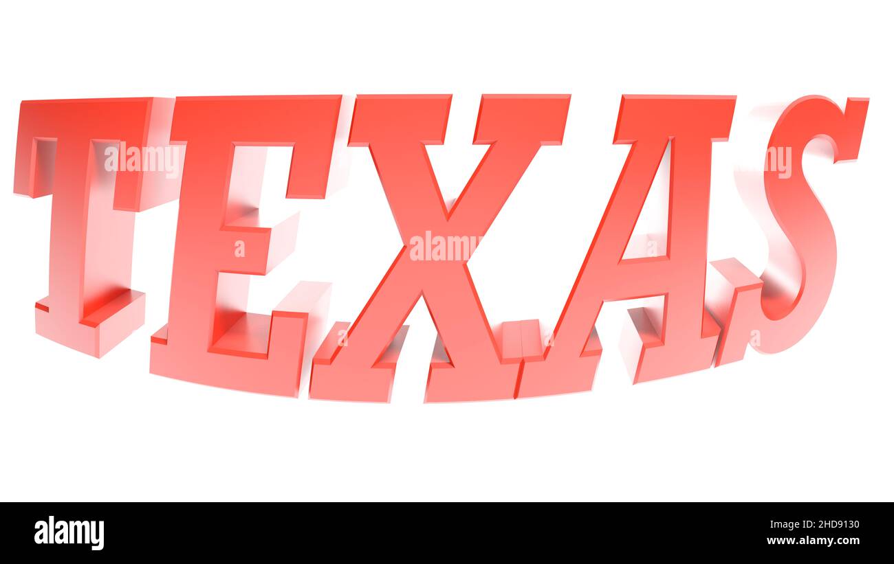 TEXAS red write on white background - 3D rendering illustration Stock ...